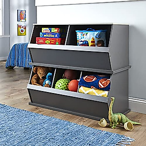 Badger Basket Stackable 3 Bin Open Storage Toy Organizing Cubby - Gray