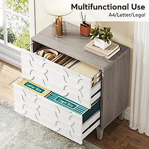 Tribesigns 2-Drawer File Cabinet, Lateral Filing Cabinet for A4/Letter/Legal Size, Office Storage Cabinet, Printer Stand with Storage Drawer for Home Office, White