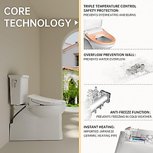 Aquatiz Auto Open Close Bidet Toilet Seat, Elongated with Endless Warm Water, Seat Heating, Night Light, Warm Air Dryer, Advanced Bidet Attachment for Toilets