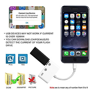 Lightning to USB3 Camera Adapter,rosyclo Apple MFi Certified 3 in 1 USB 2.0 Female Cable OTG Adapter with Charging Port,Compatible with iPhone12/11/11Pro/X/8/7/6/iPad,USB Drive,MIDI Keyboard,Mouse