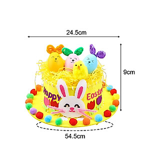 Menolana Children DIY Easter Hat Set Decorations Crafts, to Make Your Own Easter Bonnet Game Supplies for Kindergarten, Yellow