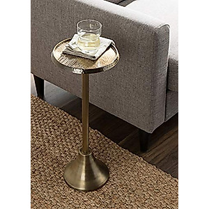 Kate and Laurel Sanzo Bohemian Side Table, 9 x 9 x 23, Gold, Decorative Pedestal End Table for Display and Storage