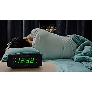 Emerson SmartSet Alarm Clock Radio with AM/FM Radio, Dimmer, Sleep Timer and .9" LED Display, CKS1900 (Black)