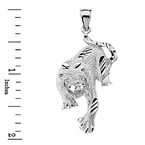 Animal Kingdom High Polish 925 Sterling Silver Full Body Tiger Pendant