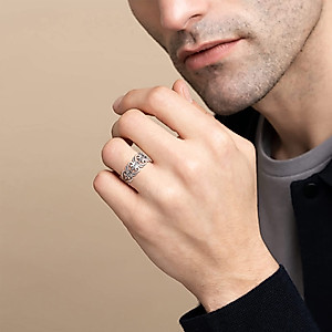 ChicSilver Men 925 Sterling Silver Stacking Ring 8mm Retro Filigree Vine Leaf Statement Ring Celtic Eternity Wedding Band for Women Size 13