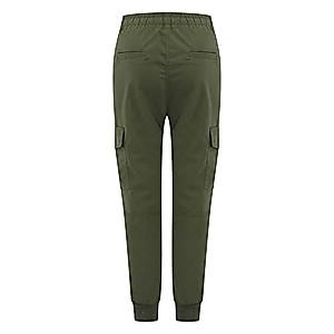 NEBZCIV Women's Cargo Pants Casual Outdoor Pant Cotton Hiking Trousers Drawstring Fishing Straight Summer Autumn Pants Army Green