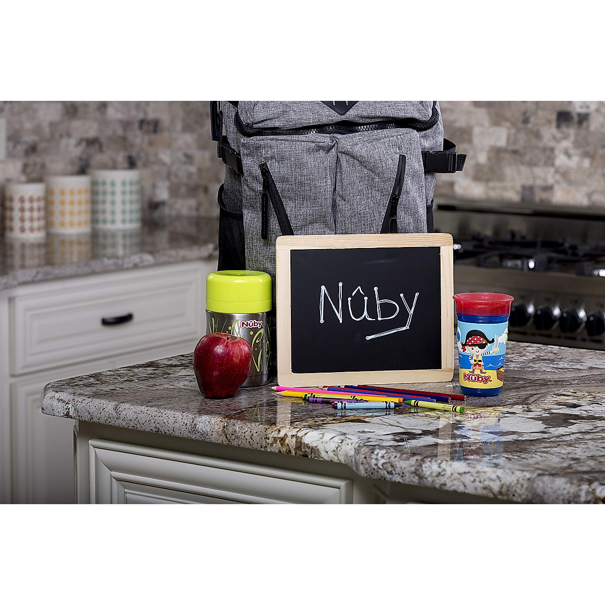 Nuby 360 Degree Easy Sip 3D Grip Wonder Cup with Printed Silicone Sleeve, 10 Oz, Monkey