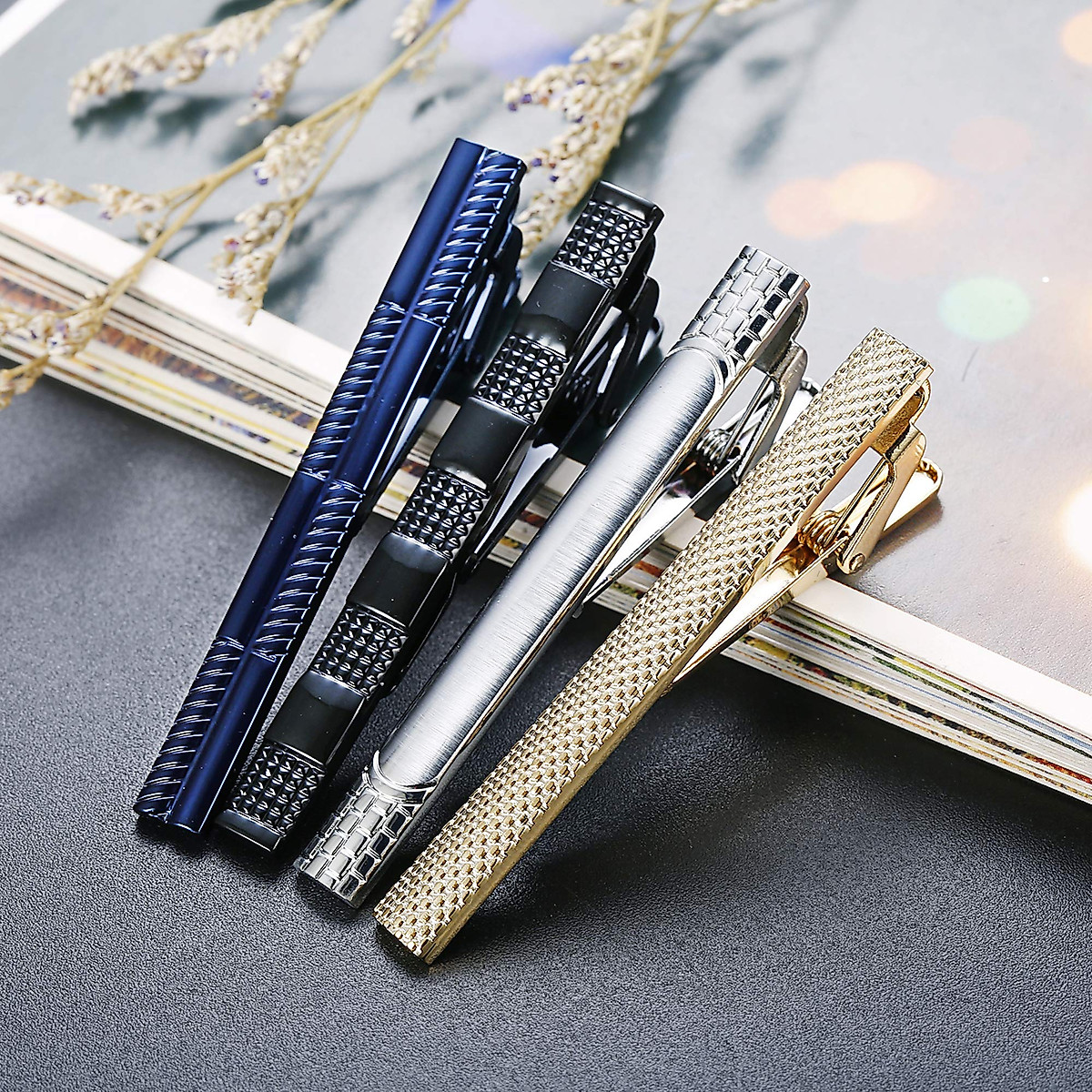 Jstyle Father Day's Gift for Dad Tie Clip and Cufflink Set for Mens Tie Bar Clips Cufflinks Shirt Wedding Business with Gift Box