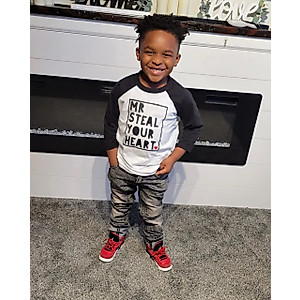 Bump and Beyond Designs Boys Valentine's Day Shirt, Mr. Steal Your Heart (Black 24 Months)