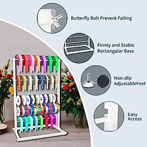 Mannxitzdy 5 Tier Ribbon Holder Organizer Rack, Ribbon Organizer, Ribbon Organizer Storage Ribbon Rack for Craft Room, Flower Store, Cake Shop, White