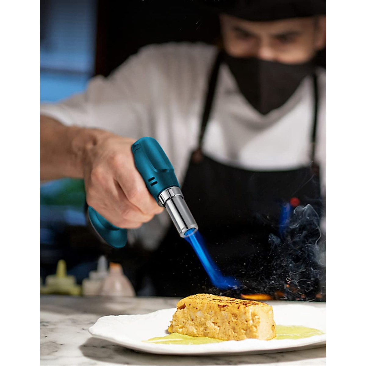 Butane Torch, ibforcty Refillable Culinary Cooking Torch Kitchen Blow Torch Lighter with Safety Lock Adjustable and Lock Flame (Butane Gas not Included)