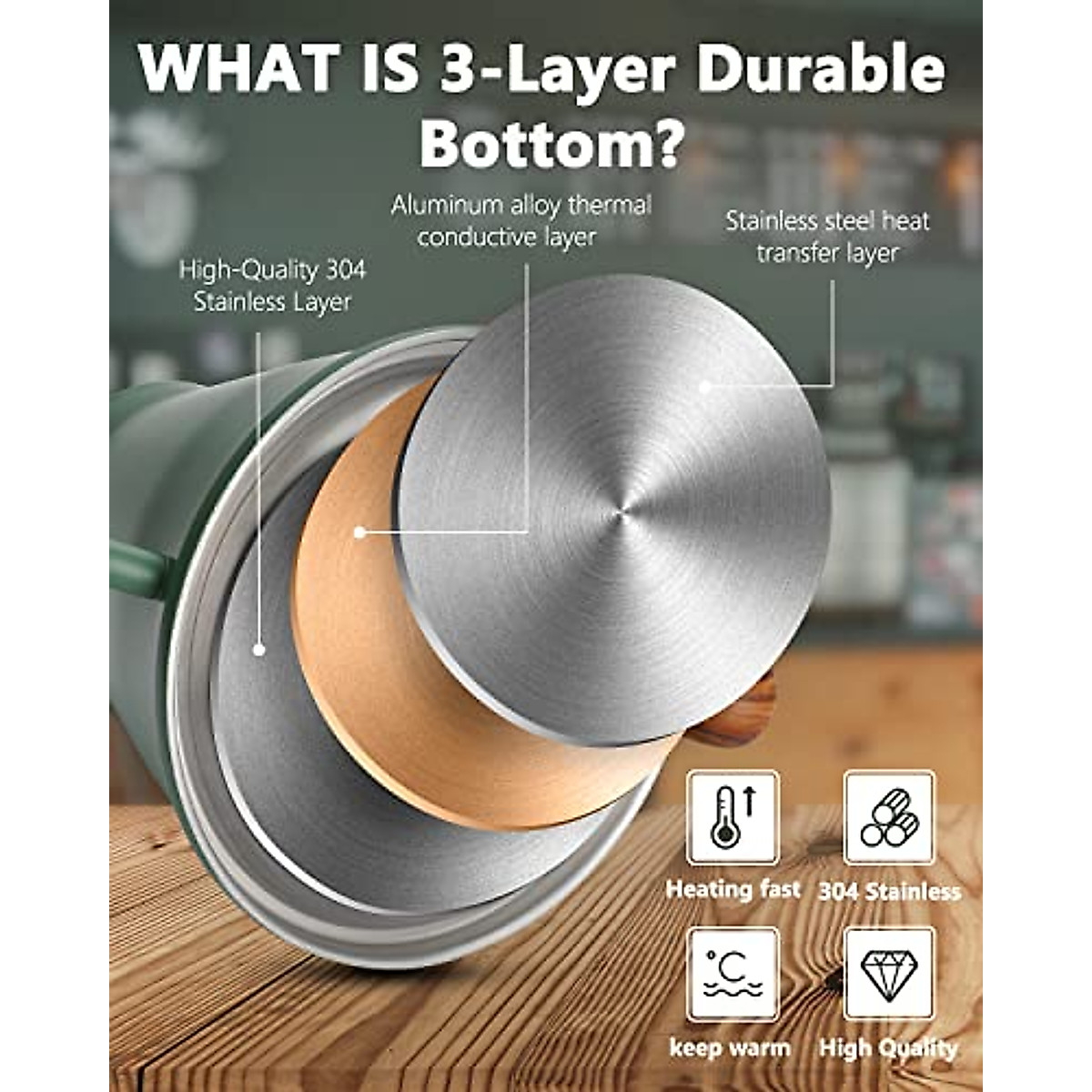 Gooseneck Kettle, Harriet 37oz Pour Over Kettle Stove Top, Coffee kettle with Thermometer, Stainless Steel Kettle with 3-Layer Base, Anti-Hot Handle, for Drip Coffee & Tea