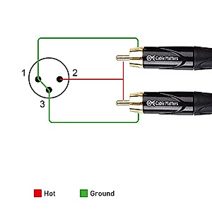 Cable Matters Dual RCA to XLR Stereo Audio Splitter Cable 10 ft / 3m (XLR to Dual RCA Splitter Adapter) in Black
