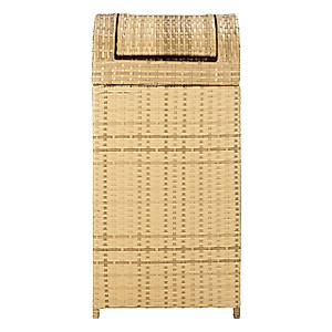 SAFAVIEH Outdoor Collection Mazeli Natural Woven Swing Top Dome Lid Trash Bin (Fully Assembled) PAT7511D