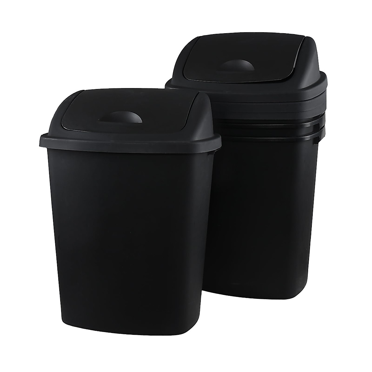 Cand 70 Liter Garbage Can 4 Pack, Black Trash Bin with Swing Lid, Plastic Garbage Can Swing Cover
