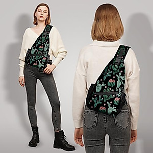 Yrebyou Cactus Sling Bag for Women Crossbody Backpack Travel Shoulder Hiking Bags Waterproof Daypack For Beach Outdoor Camping