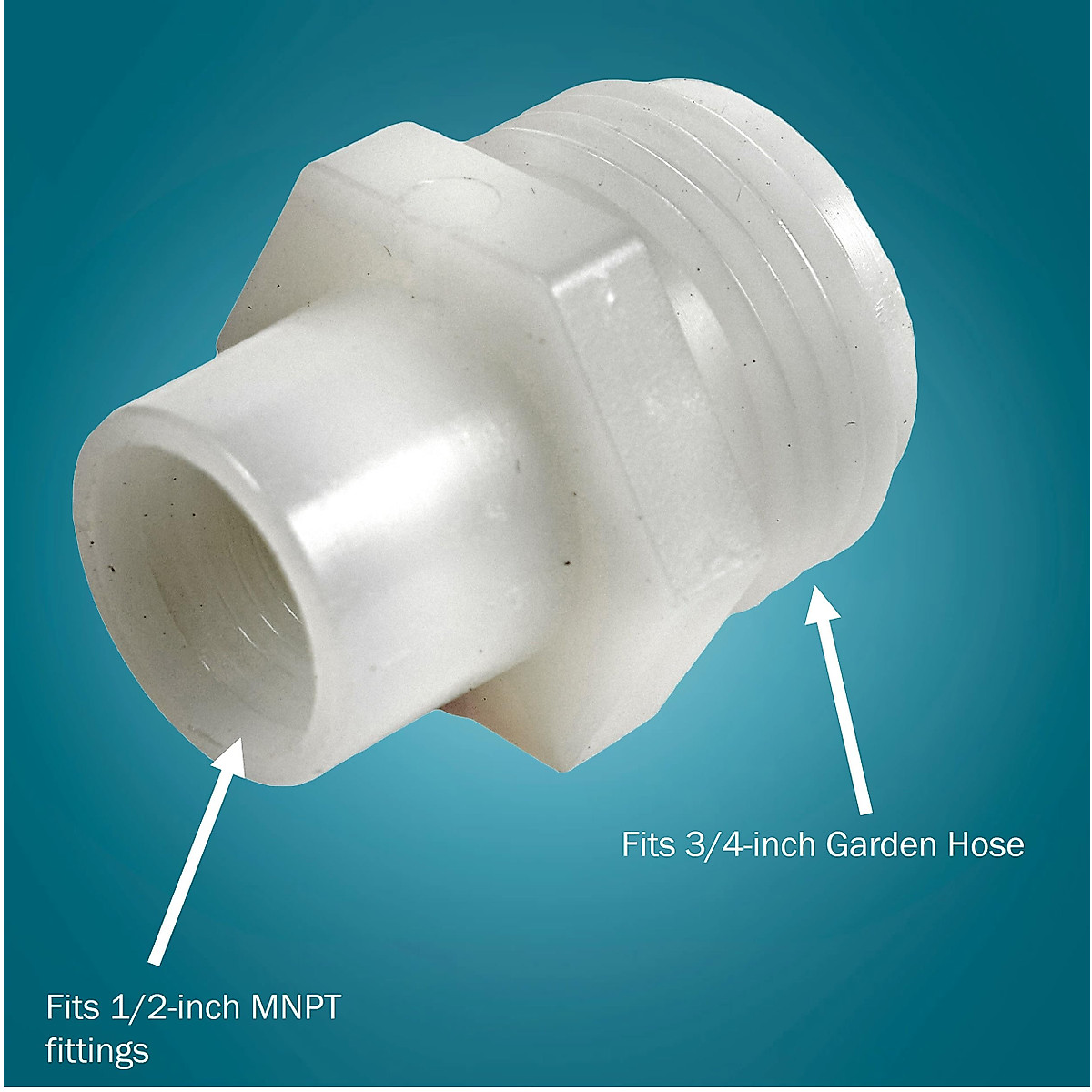Little Giant GH-1/2, 1/2-inch FNPT x 3/4-inch Male GHT Garden Hose Adapter for Pond, Utility and Small Submersible Pumps, White, 599023