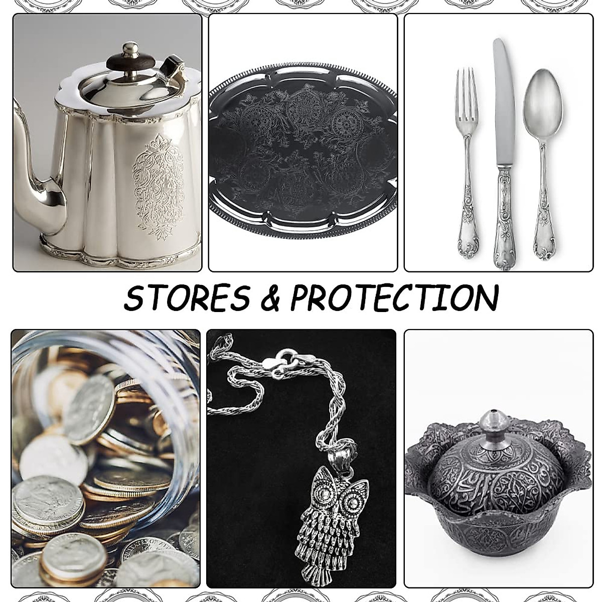 12 PCS Silver Storage Bags Anti-Tarnish Cloth Bag Silver Polishing Fabric Cloth Keeper Bag for Silver Storage Jewelry Silverware Protection Flatware Silverplate Tarnish Cleaning (Black, 9 x 11.8 Inch)