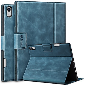 Antbox Case for 2024 iPad Air 11'' (M2)/ iPad Air 5th/4th Generation 10.9'' Vegan Leather with Pencil Holder Typing Angle Auto Sleep/Wake Muti-Stand iPad Air 6th/5th/4th Case (Blue)