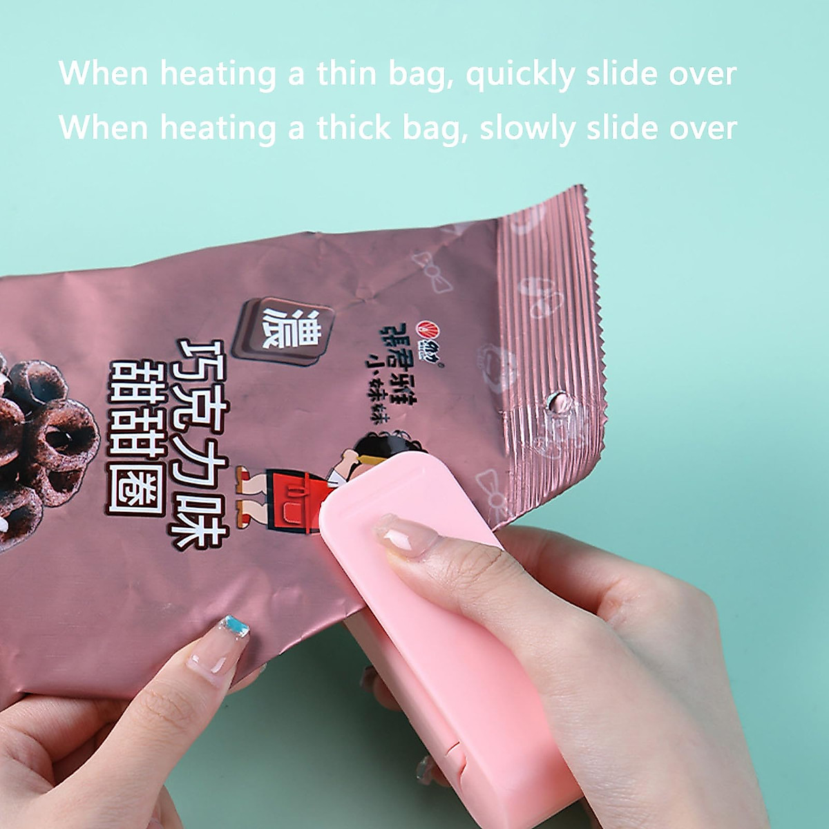 Mini Bag Sealer - Chips Bag Sealer - Bag Sealer Heat Seal with Magnet - Portable Mini Sealing Machine to Reseal Plastic Bags & Keep Snacks Fresh (white)