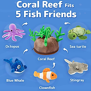 Prextex 5-pc Stuffed Sea Animal & Toy Storage | Soft Plush Sea Creatures Toys for Kids | Small/Mini Stuffed Animals in Bulk | Cute Toy Ocean Decor, Ocean Animals | Birthday Gift Bag, Party Favor/Decor