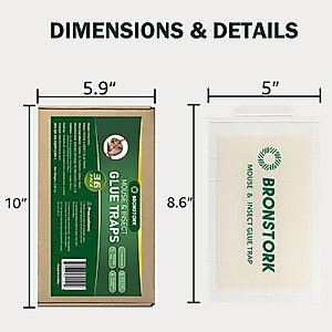 BRONSTORK 12 Pack Mouse Glue Traps, Sticky Mouse Traps Pre-Scented Adhesive Glue Boards for Mice, Insects, Cockroach, Spider, Rodents Sticky Adhesive Pest Control Trap for Indoor, Non Toxic, No Mess