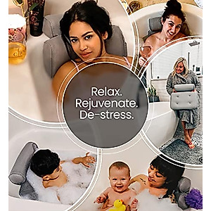 Everlasting Comfort Luxury Bath Pillow - Head, Neck, Back Support Cushion for Bathtub, Spa, Soaking