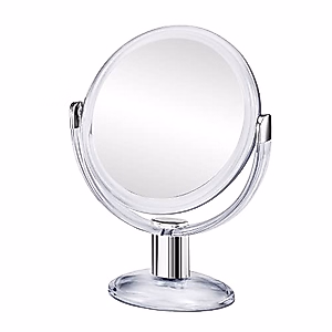 Gotofine Double Sided Magnifying Makeup Mirror, 1X & 10X Magnification with 360 Degree Rotation- Clear & Transparent