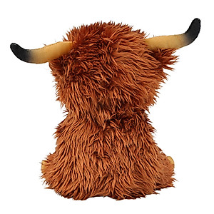 BULINGNA Highland Cow Stuffed Animals, Realistic Fluffy Scottish Cow Plush Toy Doll Gift for Adults Kids (Brown A)