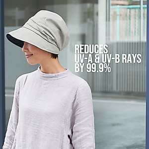 CHARM Womens Summer Sun Hat - Organic Cotton Chemo Wide Brim Cap SPF Protection Navy