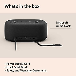 Microsoft Audio Dock - Teams Certified, USB-C Dock, HDMI 2.0, USB-A, USB-C x 2 Ports, Pass-Through Charging, Audio Speaker Phone, Works with Teams, Zoom, and Google Meet apps