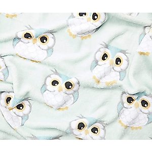Real Living Owl Fleece Throw Blanket Green
