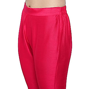 Janasya Women's Pink Poly Silk Kurta with Pant and Dupatta