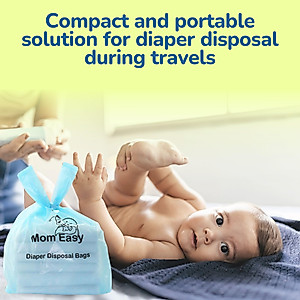 MOM EASY 600 Count Disposable Diaper Bags, 8 x 15 Inch, Unscented, Double Seamed, With Tie Handles, For Baby Waste