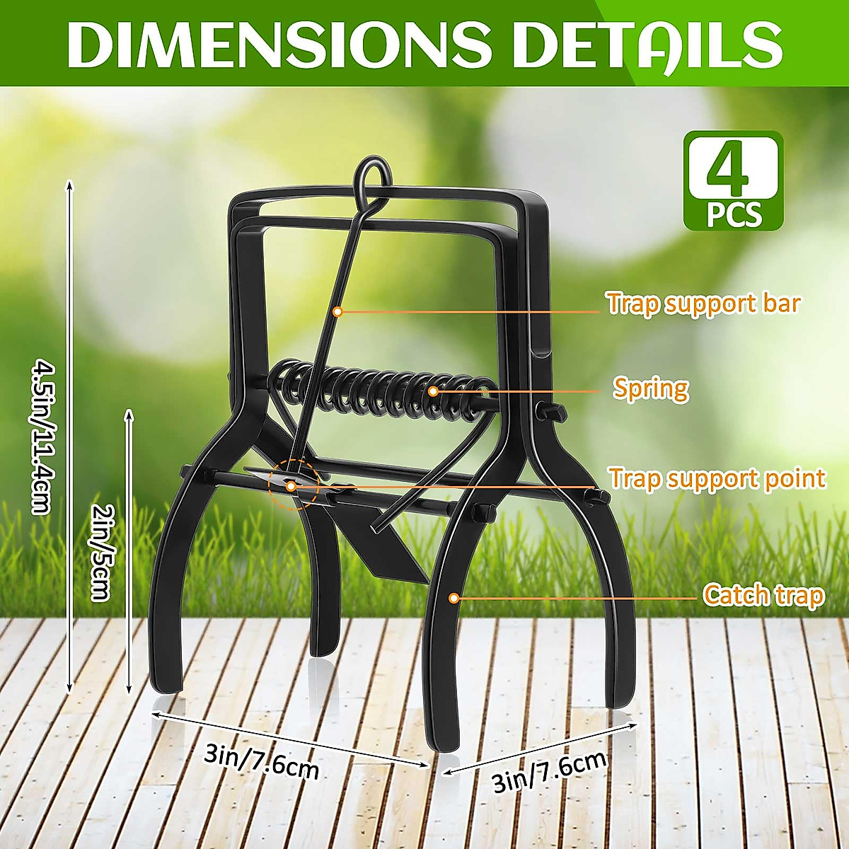 SiliFine 4 Pcs Mole Traps Vole Mole Traps Galvanized Steel Mole Scissor Trap Outdoor Easy to Set Black Eliminator Trap Mole Killer Gopher Trap for Home Farmhouse Lawn Field Outdoor Garden Yard Vole