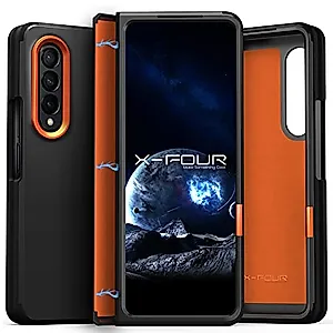 X-FOUR Galaxy z fold 3 case - Magnetic Soft Case Compatible for Samsung Galaxy Z Fold 3 Case 5g Hinge Protection Full Body Dual Layer Shockproof Smartphone Protective Cover No Adhesive, Red