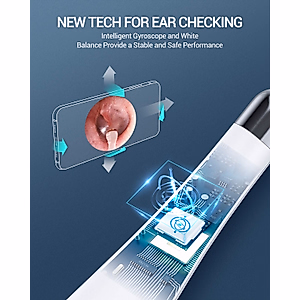 eutto Wireless Otoscope with Gyroscope, 0.15in Probe HD Ear Camera, 6 LED Lights, Ear Inspection Camera, Ear Wax Removal Tools, Compatible with iPhone and Android