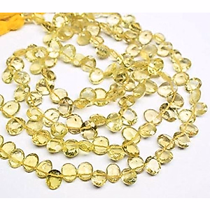GemAbyss Beads Gemstone Natural Lemon Quartz Faceted Drilled Oval Gemstone Loose Spacer Craft Beads Strand 13 Inch Long 8mm Code-MVG-26181