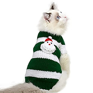 Bonaweite Sphynx Cat Clothes Hairless Cat Sweaters Cat Stripe Vest Turtleneck Clothes, Warm Adorable Sweater Shirts Kitten Wear, Cat's Pajamas Jumpsuit for Sphynx, Cornish Rex, Devon Rex, Peterbald