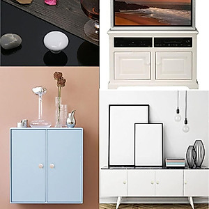 OctinPris 4X White Door Knob Cabinet Retro Round Ceramic Drawer Cupboard Kitchen Dresser Pull Handle Knobs 32mm/1.25" with 3-Sized Screws