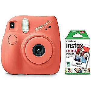 FujiFilm Instax Mini 7+ Light Coral Bundle (10 Film Pack)
