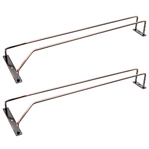 zoohot 40.5cm Copper Wine Glass Rack, Stemware Rack, Wire Hanging Rack, Under Cabinet Metal Wine Glass Holder (1 Rows, 2 Pack)