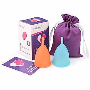 Bodybay Menstrual Cup, Set of 2 Periods Kit with FDA Registered，Best Feminine Alternative Protection to Tampons and Cloth Sanitary Napkins
