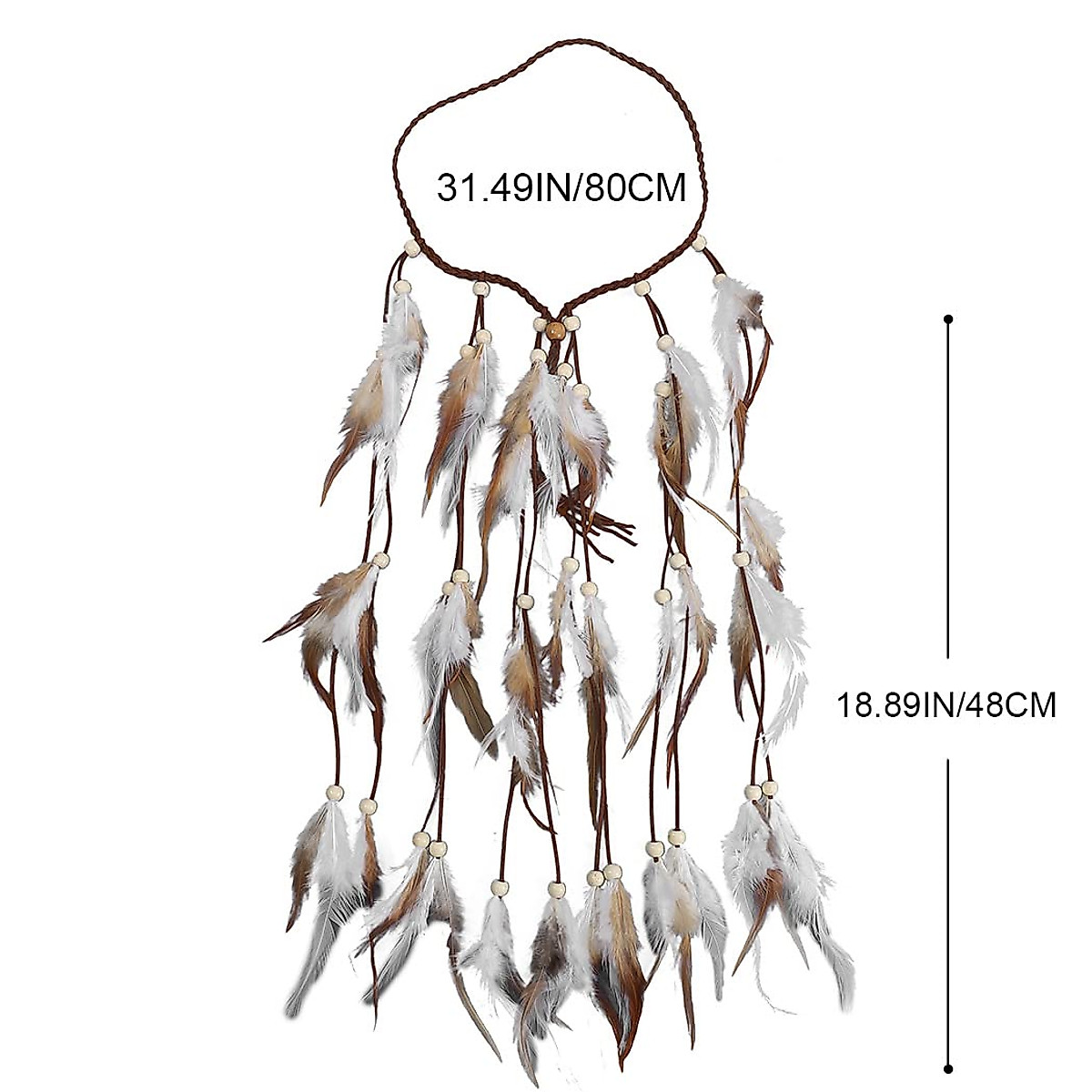 CAKURE Boho Feather Headband Hippie Feather Headpiece Bohemian Gyspy Costume Headwear Indian Tassel Peacock HeadpiecesFeather Hair Accessories for Women and Girls