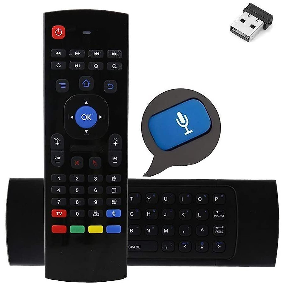 Air Mouse Remote, with Voice MX3 Pro 2.4G Android Box Remote with Mini Wireless Keyboard, Compatible for Android TV/Box/IPTV/Android Projector