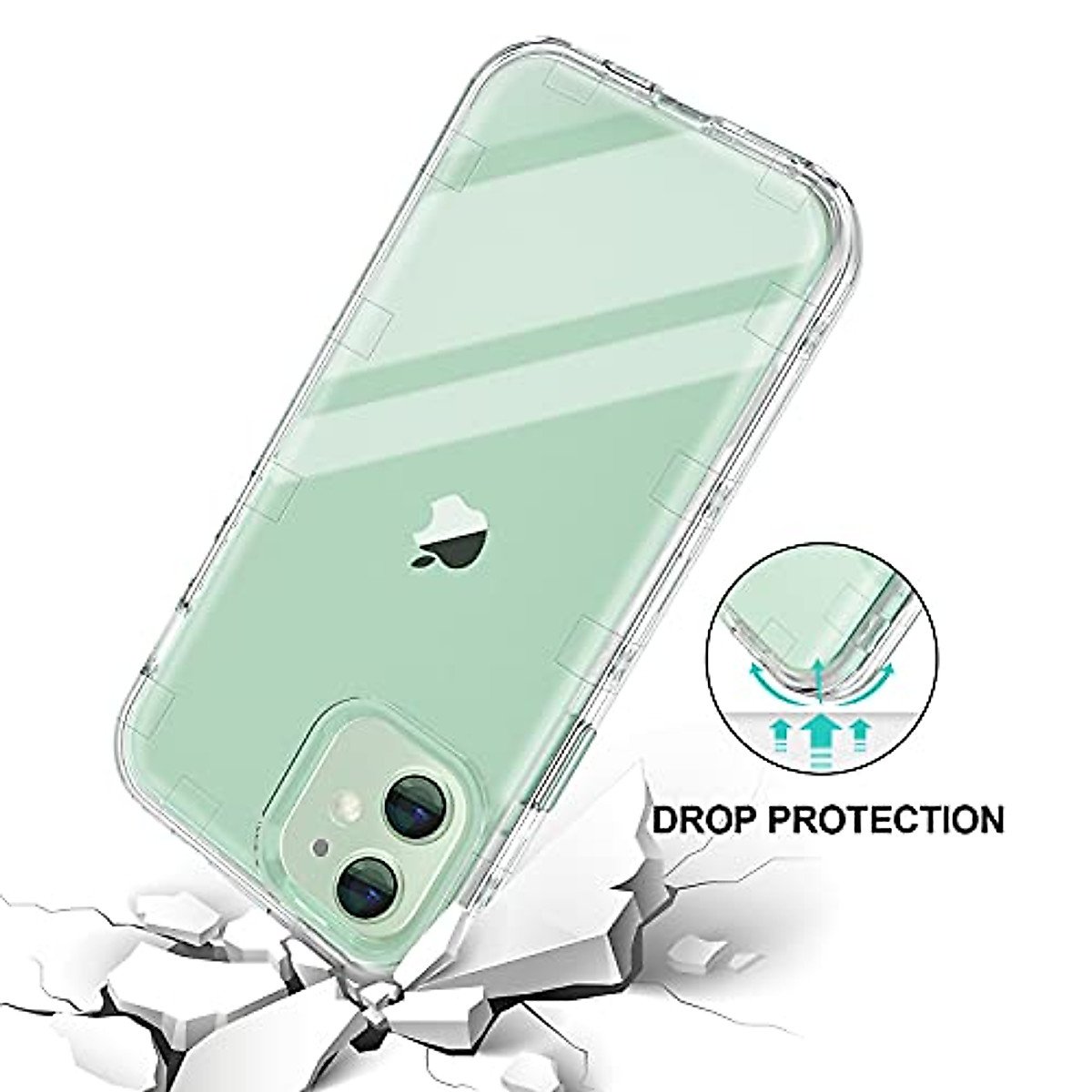Anuck Case for iPhone 12 Case, for iPhone 12 Pro Case, Crystal Clear Heavy Duty Defender Phone Case 3 Layer Shockproof Full-Body Protective Case Hard PC Shell & Soft TPU Bumper Cover 6.1'' - Clear