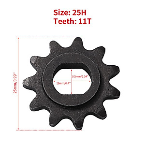 KAMIER 11T Teeth 25H Chain Motor Sprocket with Master Links Replacement for Razor MX650 MX500 SX500 Mcgrath RSF650 Dirt Rocket Bike Kids Electric Scooter Mini Bike Go Kart Cart MY1020 DC Motor Parts