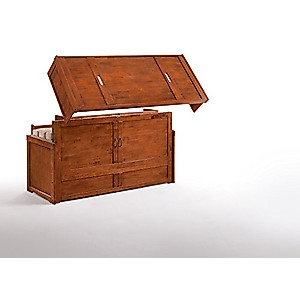 NIGHT & DAY Furniture Murphy Cube Cabinet Bed Pre-Assembled (Cherry, Queen)