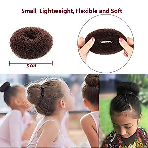 Extra Small Bun Makers for Kids, 6 PCS Chignon Donut Sock Forms for Girls, Mini Doughnut Shapers for Short and Thin Hair (2 Inch, Dark Brown)