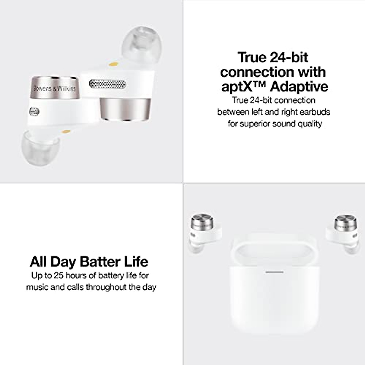Bowers & Wilkins PI5 in-Ear True Wireless Headphones with Smart Wireless Charging (White)